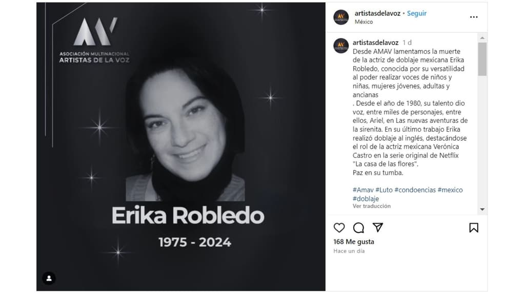 Muere Erika Robledo, actriz mexicana que le dio voz a ‘La Sirenita ...