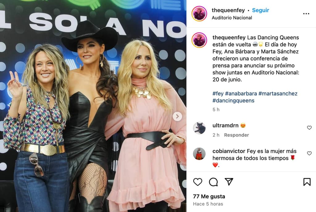 Marta Sánchez, Ana Bárbara y Fey nuevamente juntas en el show ‘Dancing ...