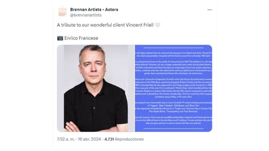 Vincent Friell: muere actor de Trainspotting a los 64 años | Shows ...