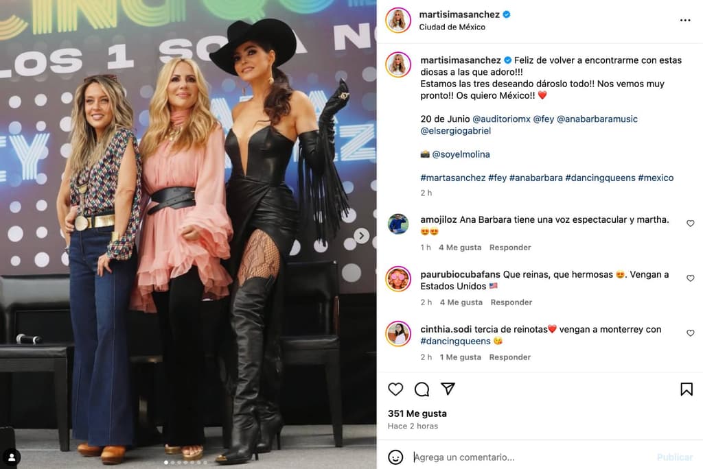Marta Sánchez, Ana Bárbara y Fey nuevamente juntas en el show ‘Dancing ...