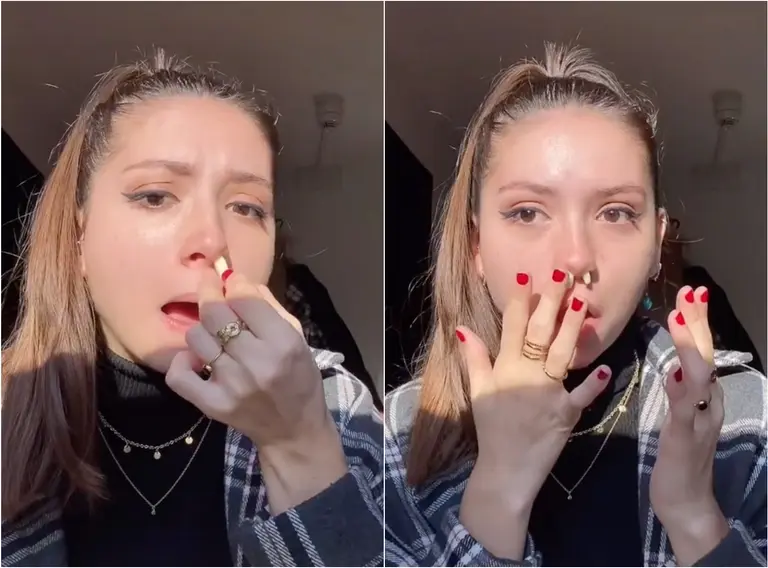Mujer se vuelve viral luego de mostrar insólito método para descongestionar la nariz | Shows ...